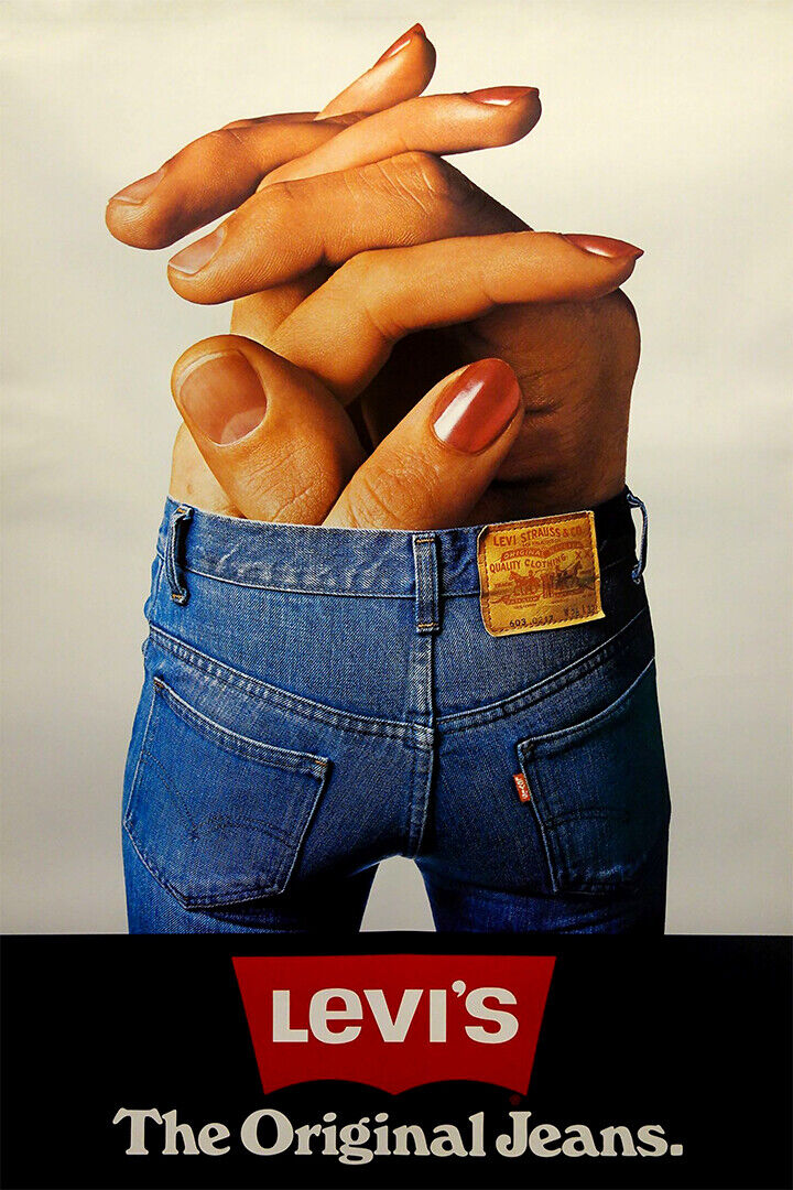 Levi's Jeans Fashion Boxing 1970 Original Vintage Wall Art Levi's Jeans Fashion Boxing 1970 Original Vintage Wall Art