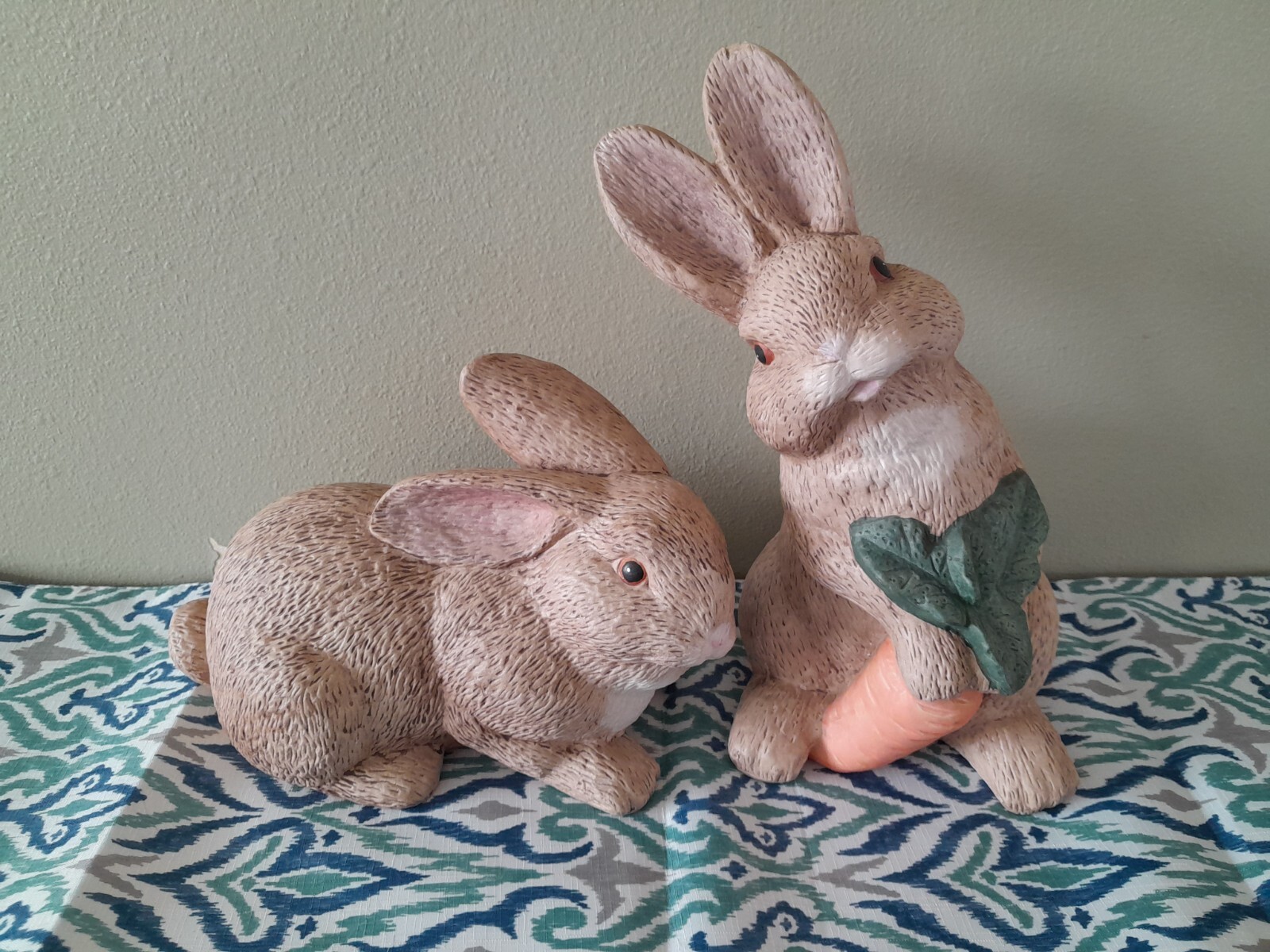 Set Pair of 2 Good sized Brown Ceramic Bunny Rabbits for Easter ...