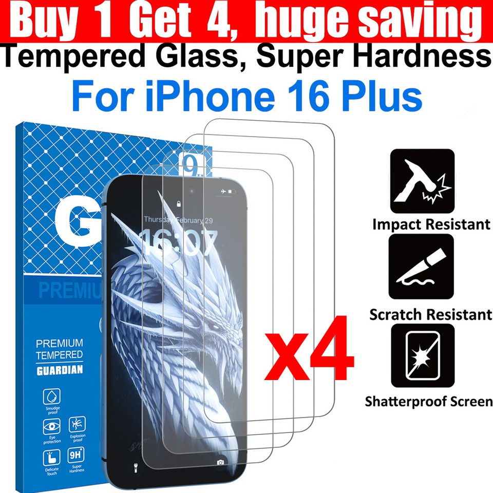 Tempered Glass Screen Protector For iPhone 17 16 15 14 13 12 11 Pro Max ...