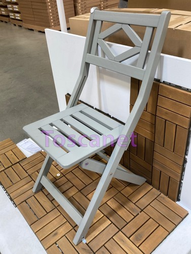 IKEA BONDHOLMEN Foldable Chair, Gray/Outdoor Durable Wood 004.735.27 ...