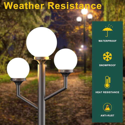 79'' Waterproof Triple Globe Outdoor Lamp Post Light with 3 Bulbs ...