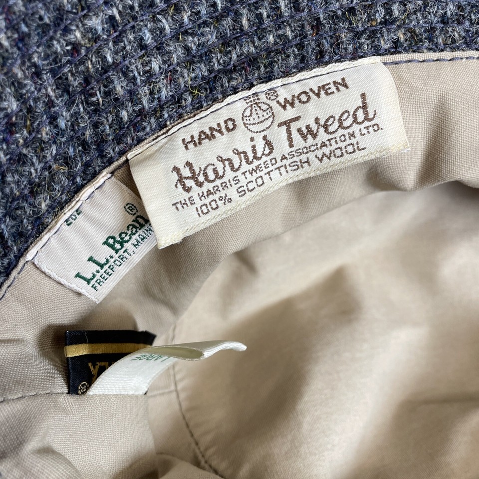 VTG Harris Tweed LL Bean bucket hat Men Large Gray Waterproof 100 % ...