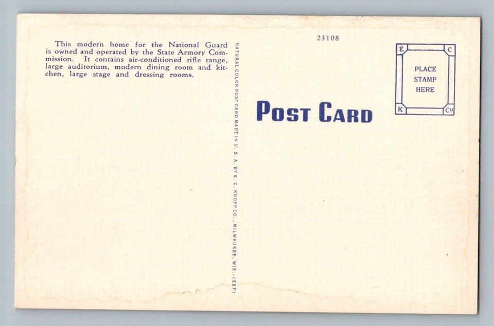 Albert Lea Minnesota MN National Guard Armory Building US Flag Postcard ...