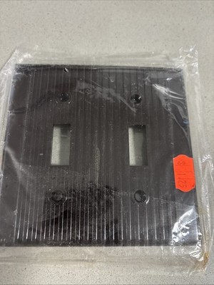 Vintage 2 -Gang Brown Bakelite Ribbed Switch Wall Box Plate Cover ...