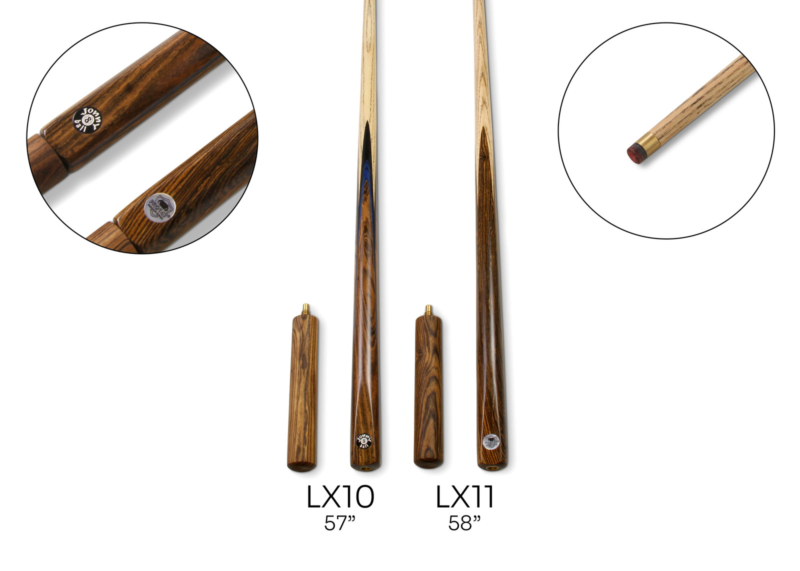 Jonny 8 Ball LX10 57 Inch 1 Piece Snooker Cue with 9mm Tip and Mini ...