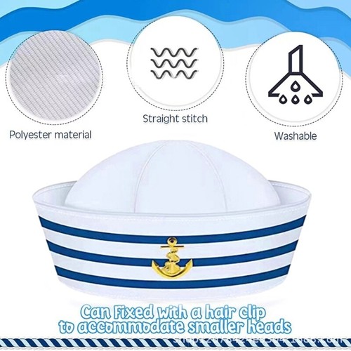 Adult Teens Sailors Party Cosplay Hat Blue&White Stripe Navy Marine Captain Hat | eBay