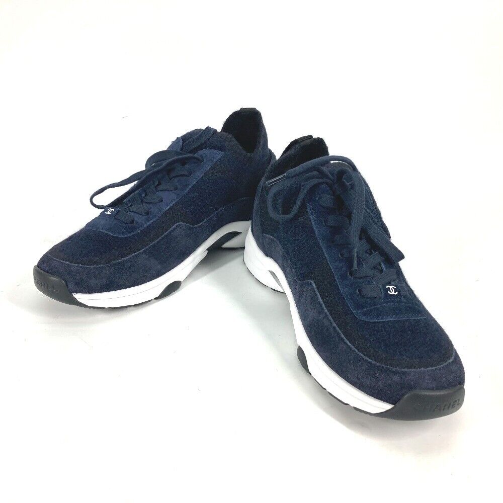 CHANEL G38750 23B CC CC Mark Shoes shoes sneakers knit Navy CHANEL G38750 23B CC CC Mark Shoes shoes sneakers knit Navy
