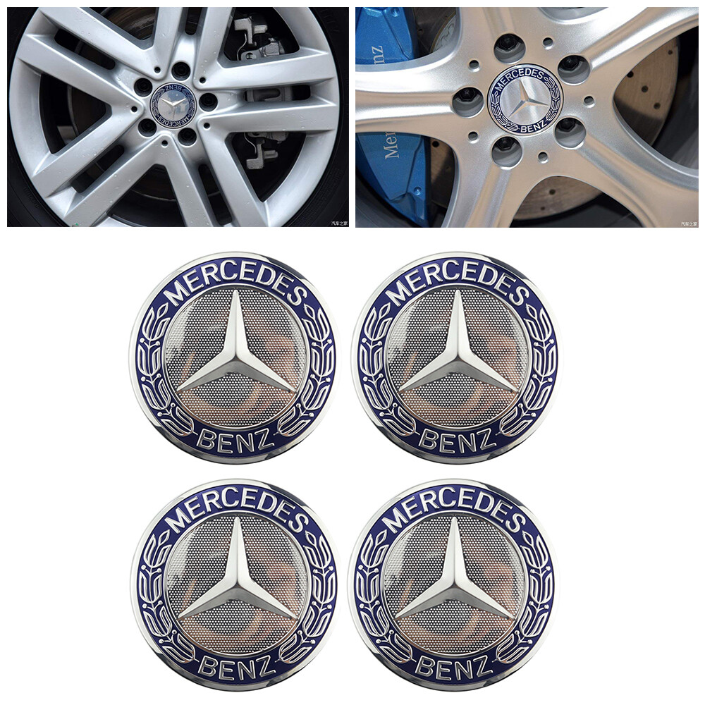 4 Stück 75mm Für Mercedes-Benz Nabendeckel Nabenkappen Felgendeckel Blau