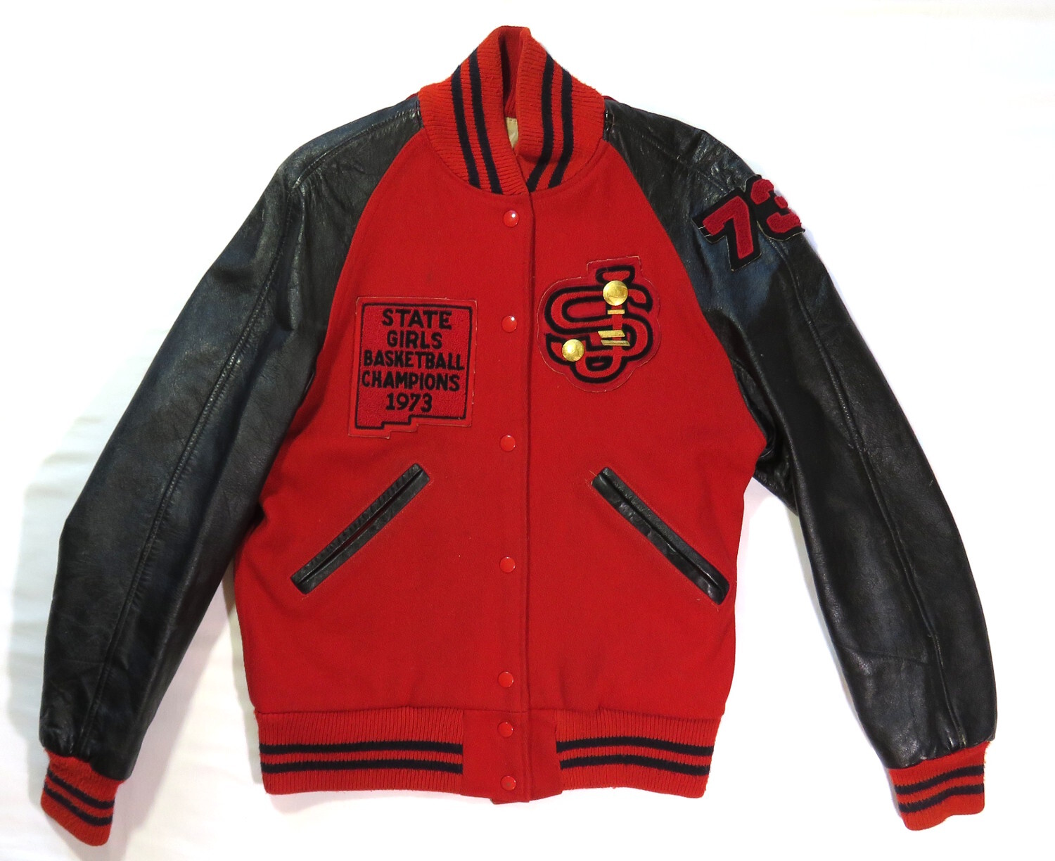 Vintage 1973 High School Letterman Jacket State Girls… - Gem