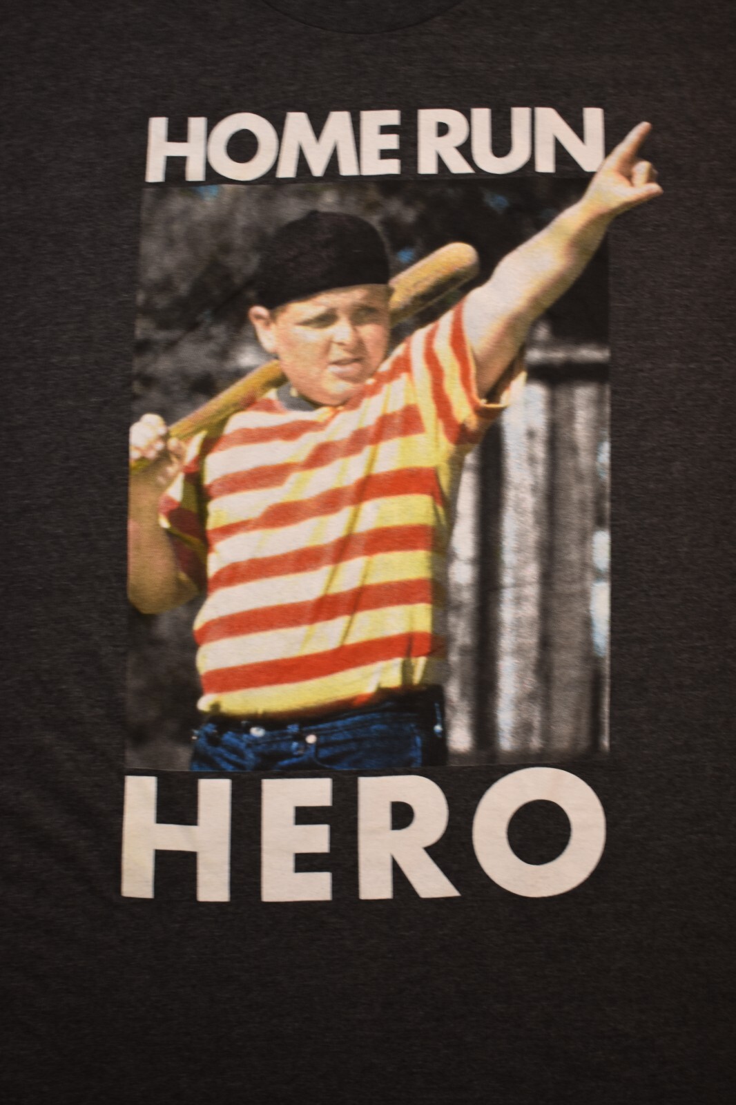 The Sandlot Mens Home Run Hero Ham Pointing Charcoal Heather Tee Shirt ...