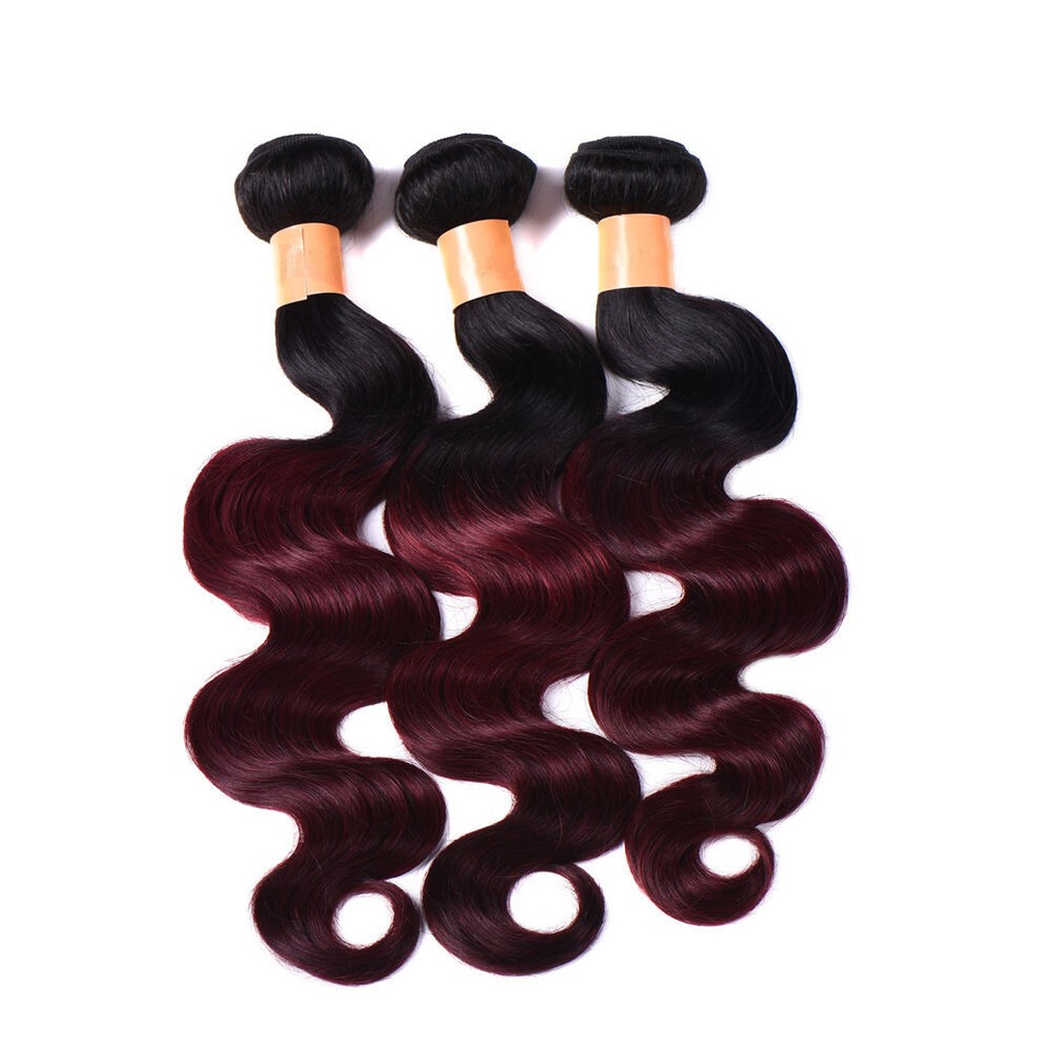 4 Bundles Body Wave 99j Ombre Human Hair Extensions Grade Unprocessed ...