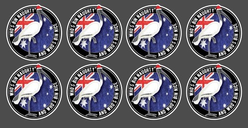 BIN CHICKEN FUNNY AUSSIE STICKER 8 PK CHRISTMAS XMAS BIN NICE AUSTRALIA ...