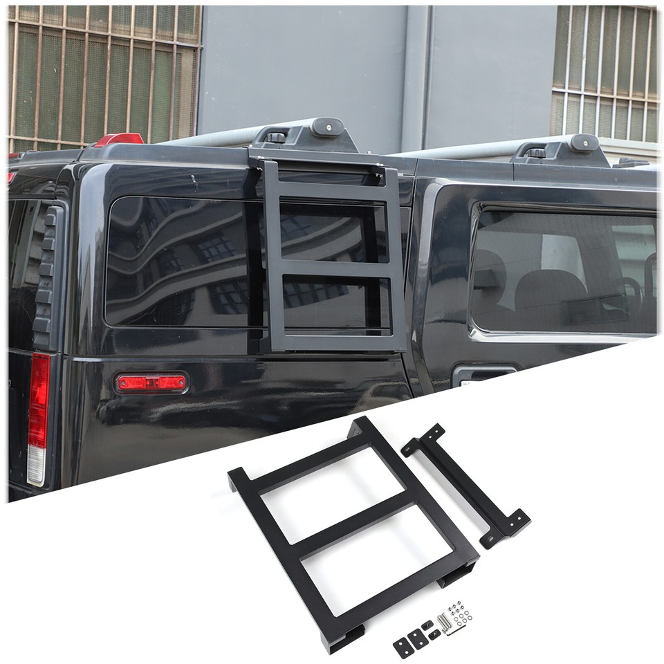 Black Rear Access Left & Right Ladder Step Roof Rack Basket For Hummer ...