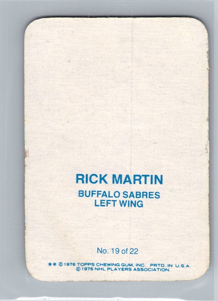1976-77 TOPPS GLOSSY INSERT HOCKEY CARD # 19 RICK MARTIN | eBay