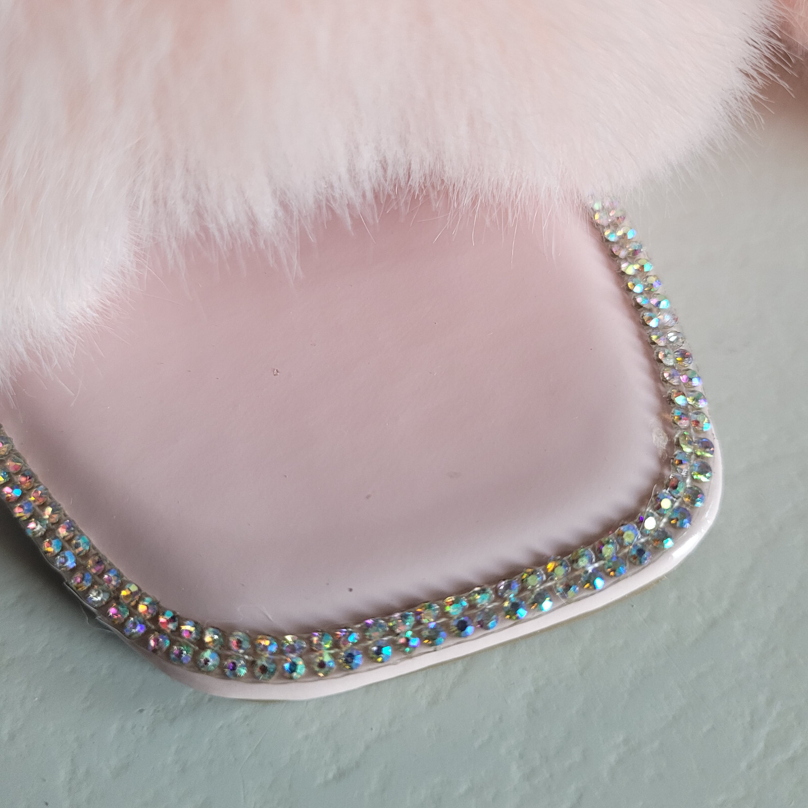 H2K ELEGANCE Pink Comfort Slides Sandals Open Toe Glitter Bling Ultra ...