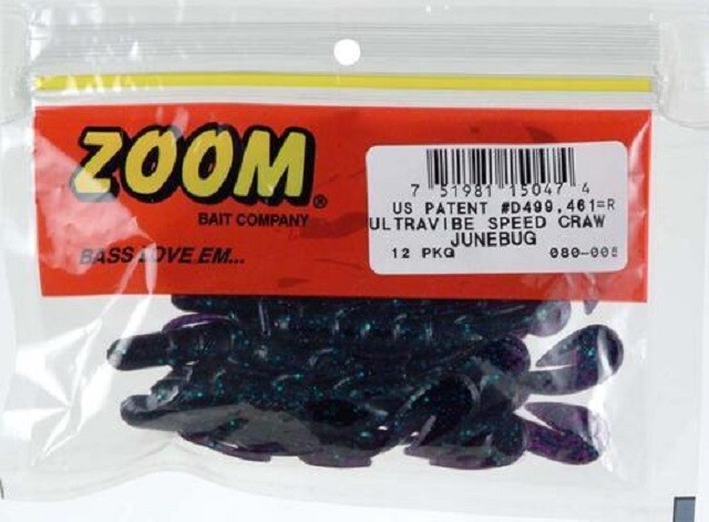 Zoom 080-005 Junebug Ultra-Vibe Speed Crawfish 3.5" Plastic Lure 12pk ...