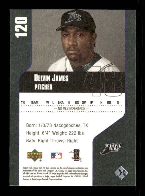 DELVIN JAMES SIGNED 2002 UPPER DECK 40 MAN #120 ON-CARD AUTO - TAMPA ...