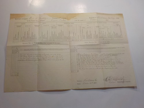 Civil War Document 1865 1st New Orleans Louisiana Colored Fort ...