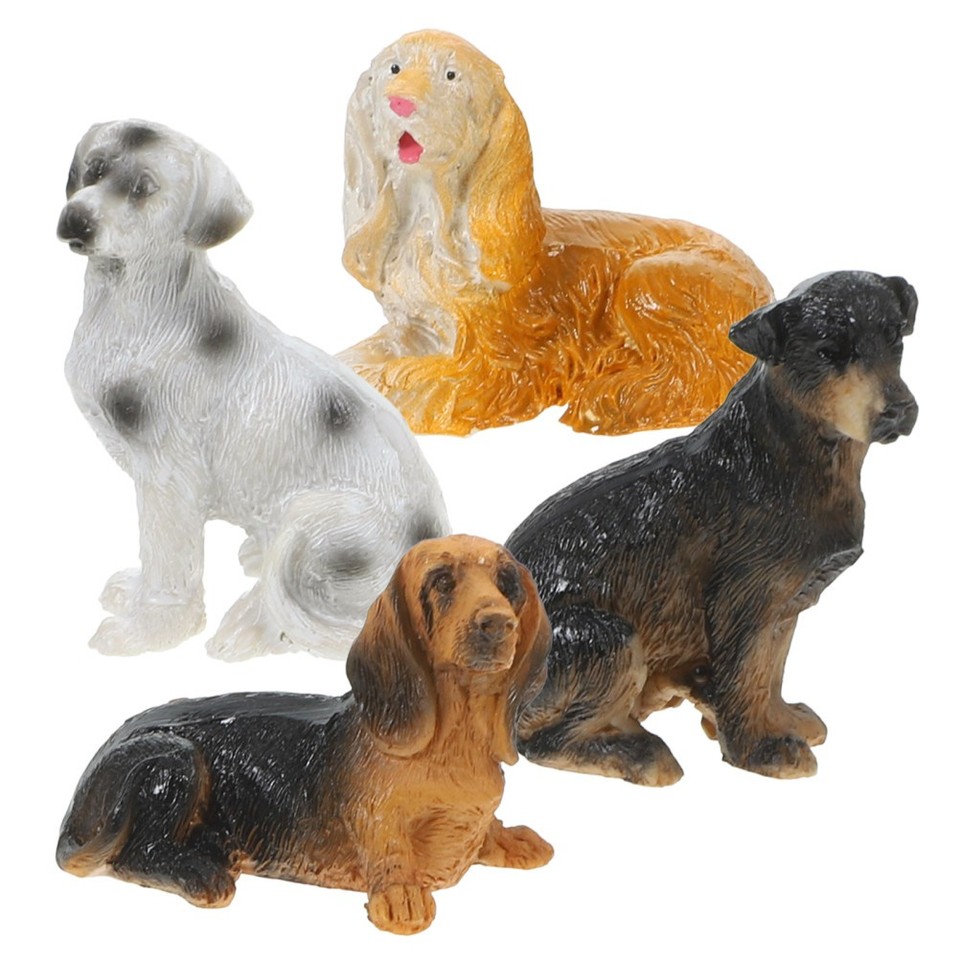 4pcs Doll House Small Dog Statue Decoration Detailed Mini Dog Ornament ...