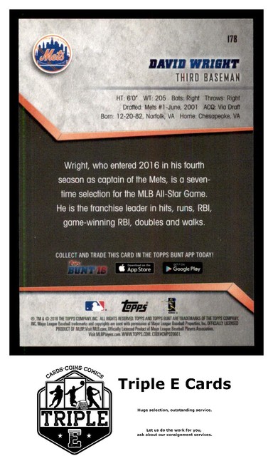 2016 Topps Bunt - #178 David Wright for sale online | eBay