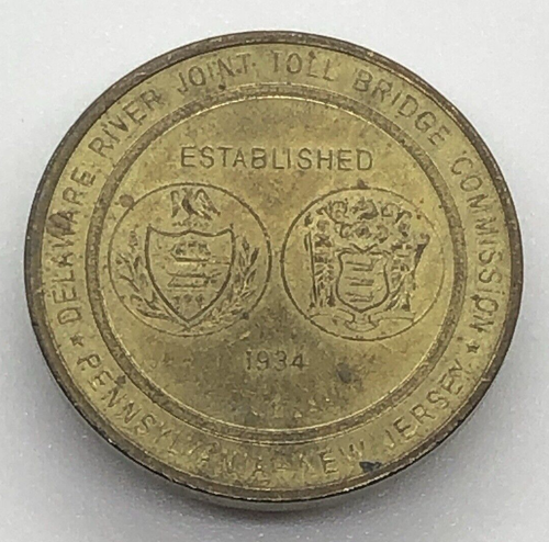 1934 Delaware River Joint Toll Bridge Brass Token PENNSYLVANIA-NEW ...
