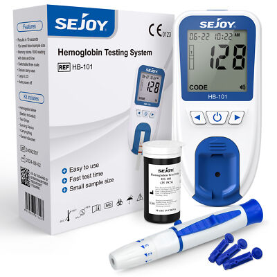 SEJOY Anaemia Blood Haemoglobin Meter Test Kit with 25 Test Strips HCT ...