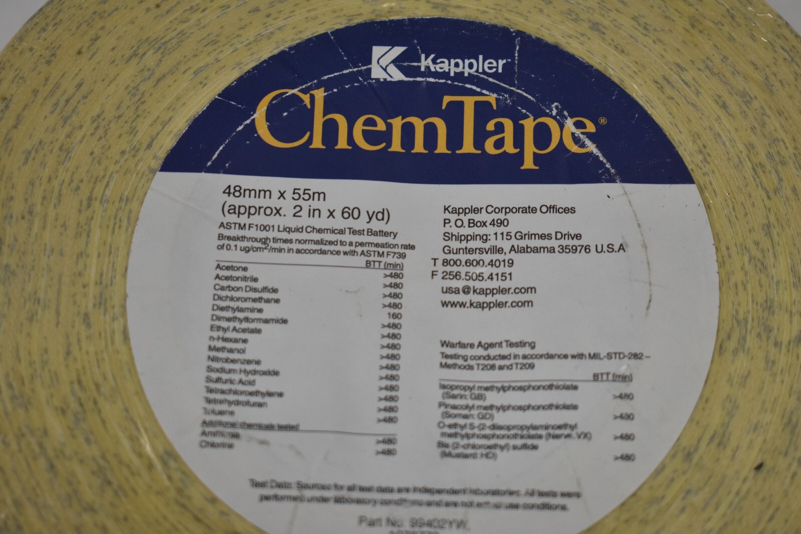 Kappler Chem Resist Polyethylene Seam Sealing Adhesive Tape Yellow 48mm ...