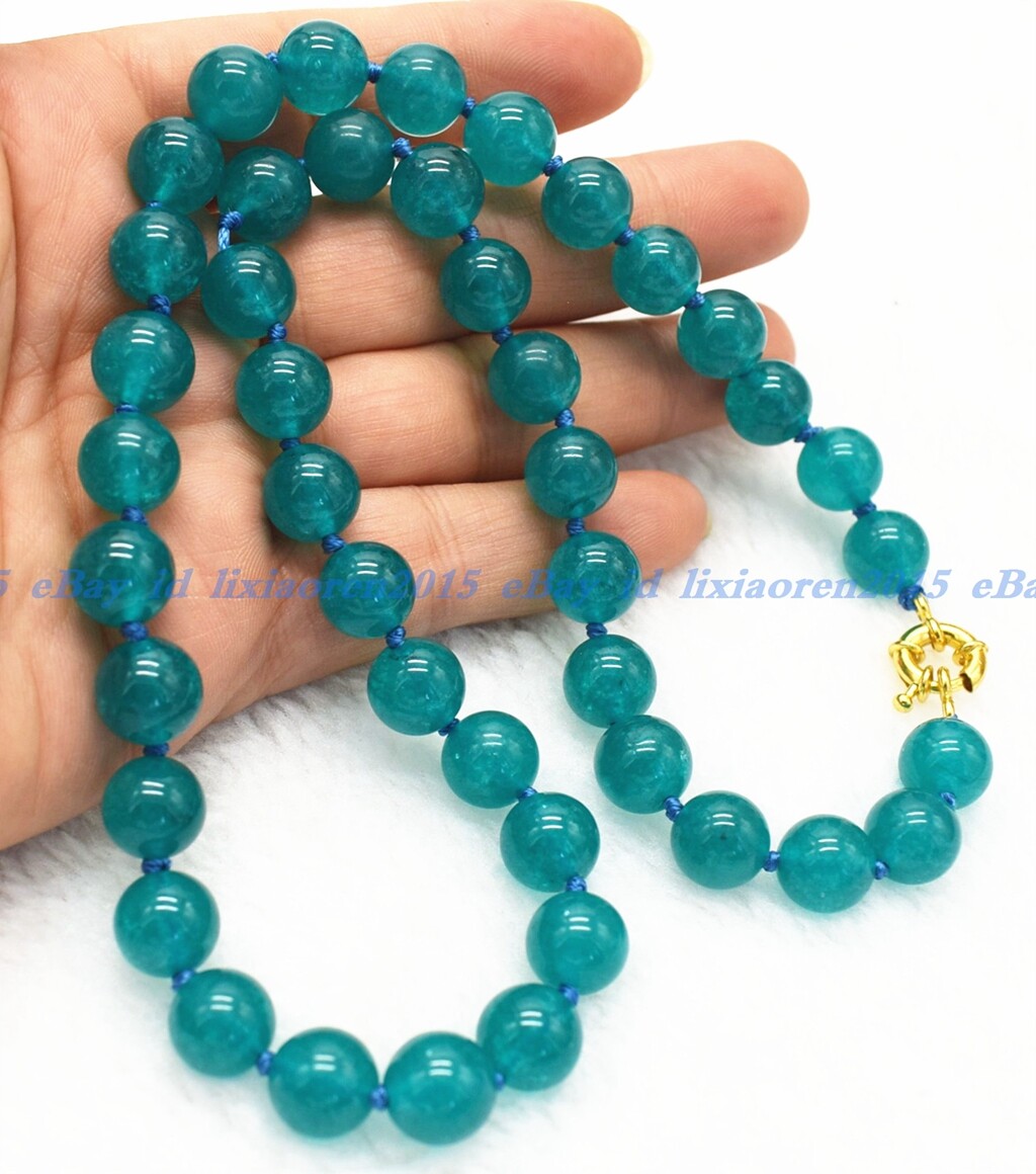 AAA 8mm Natural Blue Amazonite Gemstone Round Beads Necklaces 18" | eBay