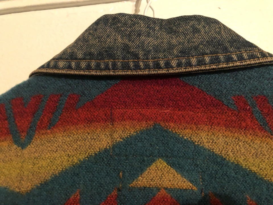 Pendleton High Grade Western Wear Cowboy Aztec Wool Denim Jacket ...
