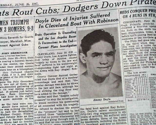 JIMMY DOYLE vs. Sugar Ray Robinson Boxing Title Knockout DEATH 1947 ...