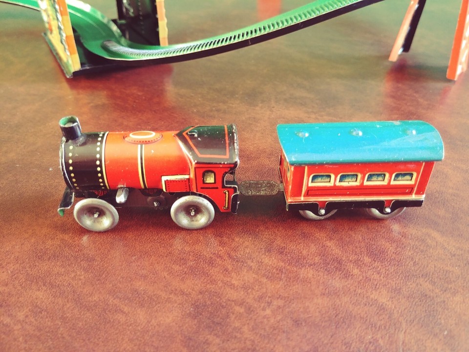 Very Rare c.1937 Einfalt Technofix 235 Tin wind-up Miniature Railway w ...