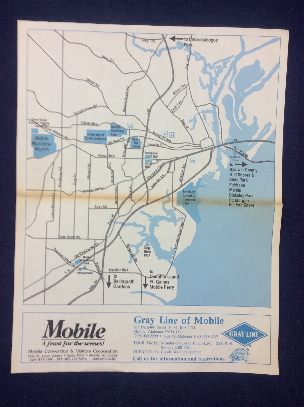 Vintage GRAY LINES of Mobile Alabama Map | eBay