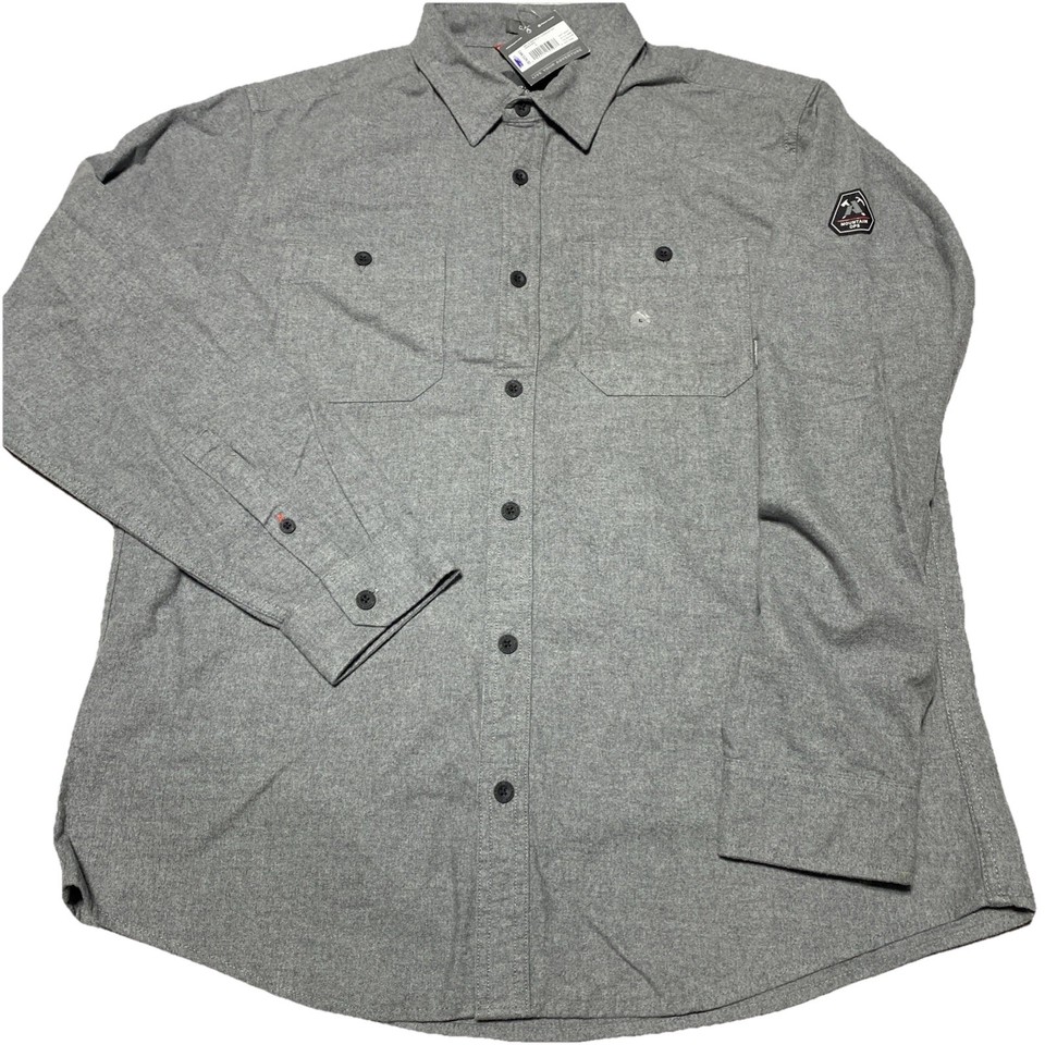 Eddie Bauer Shirt Mens Large Gray Mountain Ops Chamois Rugged Flannel ...