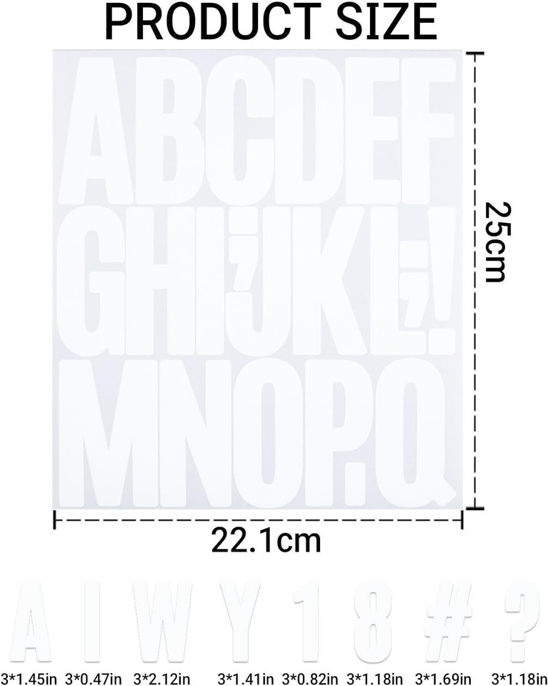 3 Inch Sticky Vinyl Letter Number Stickers, 6 Sheets Stick On Large ...