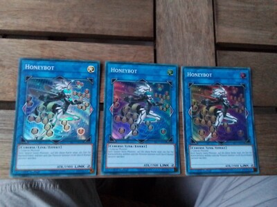 3x HONEYBOT YS17-DE042 SUPERRARE 1. AUFLAGE YU-GI-OH, playset in mint ...
