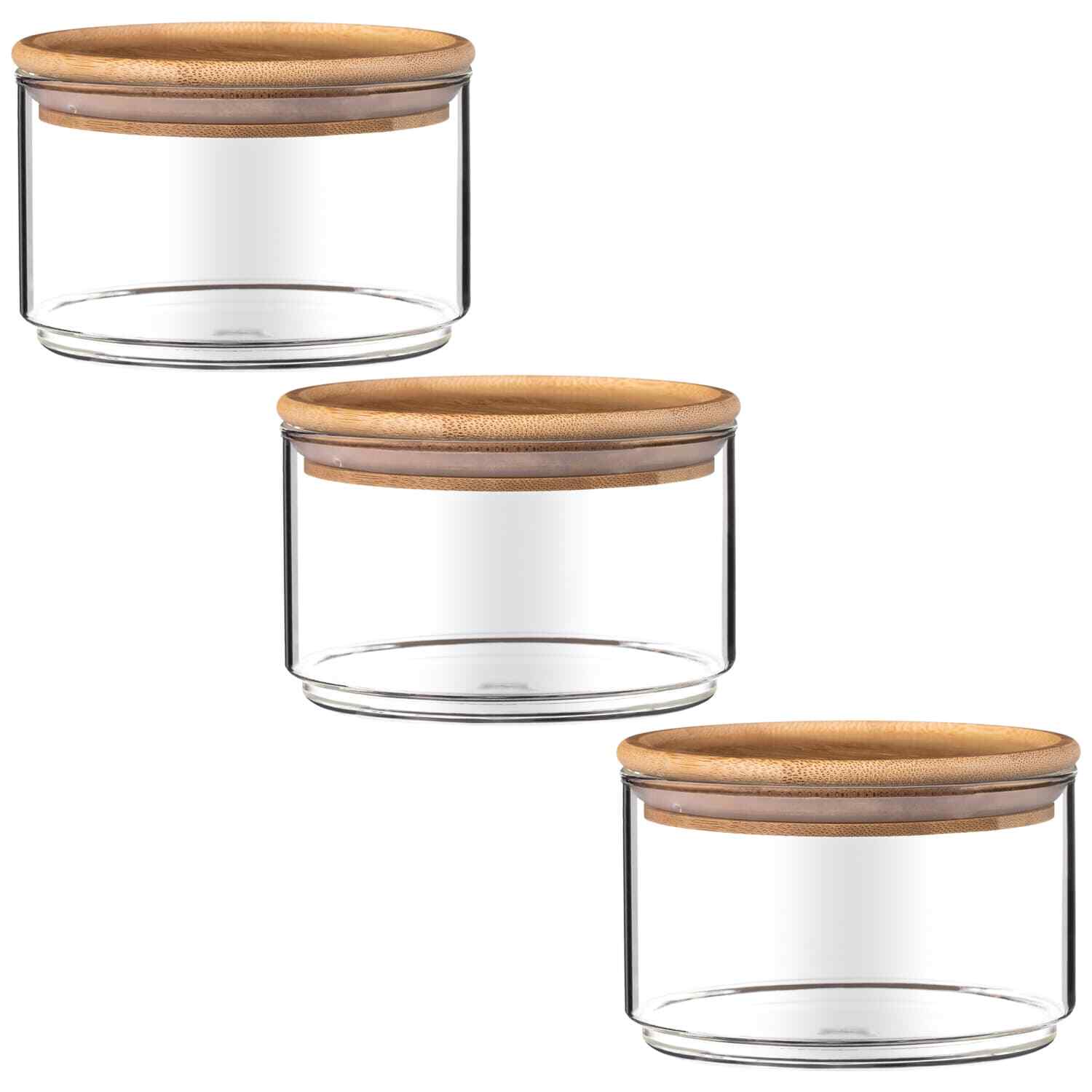 3 Tier Glass Stackable Kitchen Food Storage Containers Set Tea Coffee ...