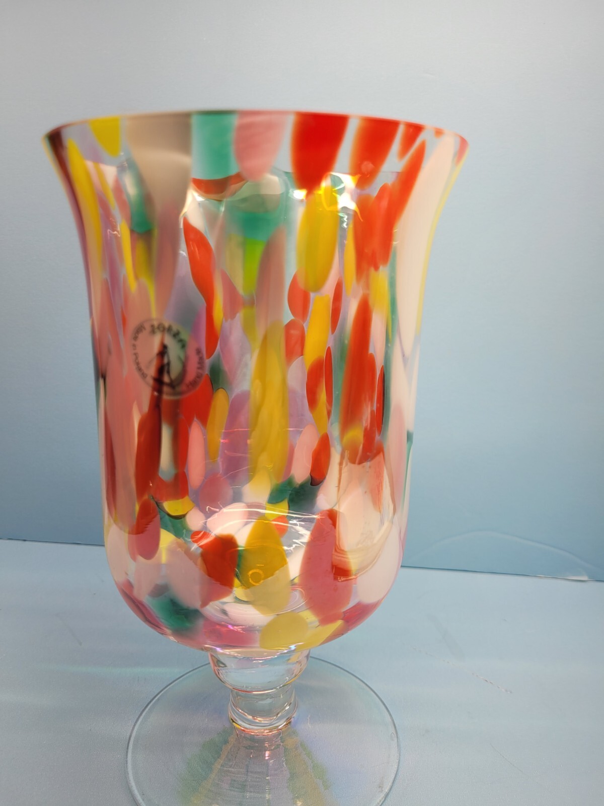 VASE HAND MADE MULTICOLOR 8 IN TALL 5 IN MOUTH , MADE IN POLAND , ZORZA ...