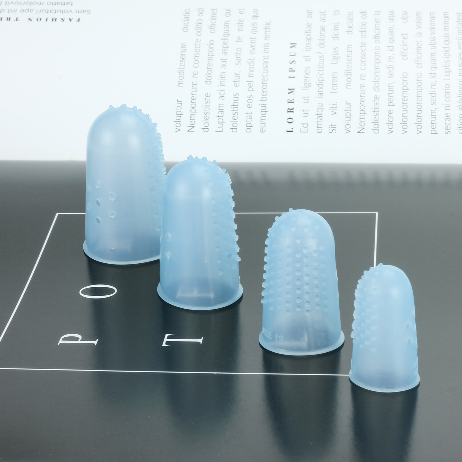 12 SILICONE FINGERTIPS Assorted Sizes Finger Tips Tough Office Supplies ...