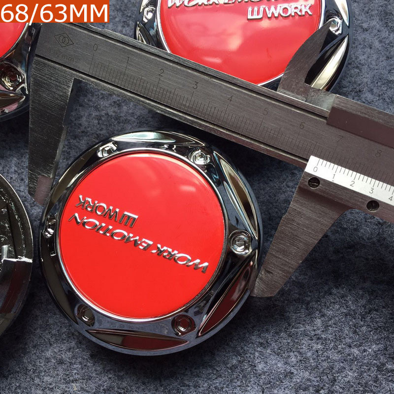 4 Pcs 68mm/63mm Work Emotion Style CR ULTIMATE XD9 XT7 XC8 Red Wheel ...