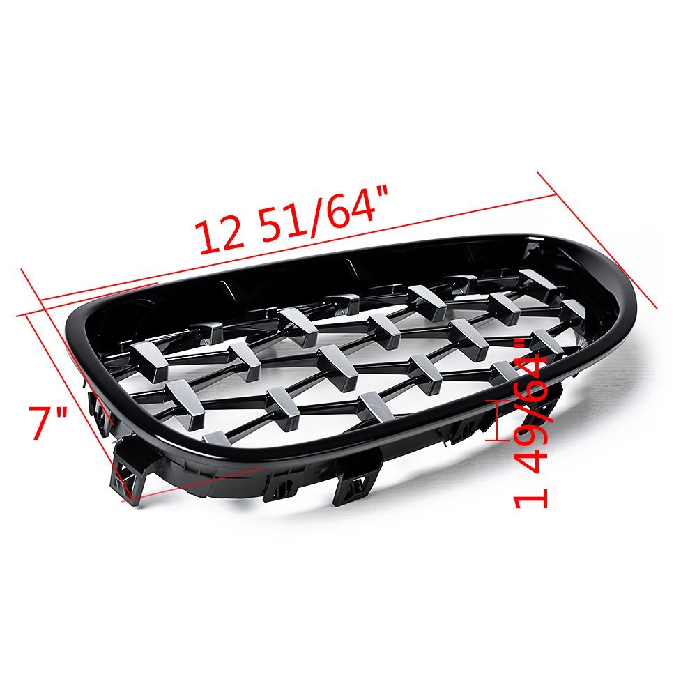 Chrome Black Diamond Front Kidney Grill For BMW E60 E61 525i 530i 528i ...
