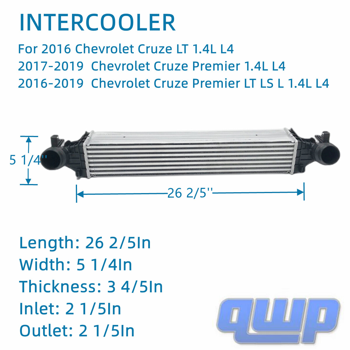 2016-2019 Chevrolet Chevy Cruze Charge Air Cooler Intercooler 13356681 ...