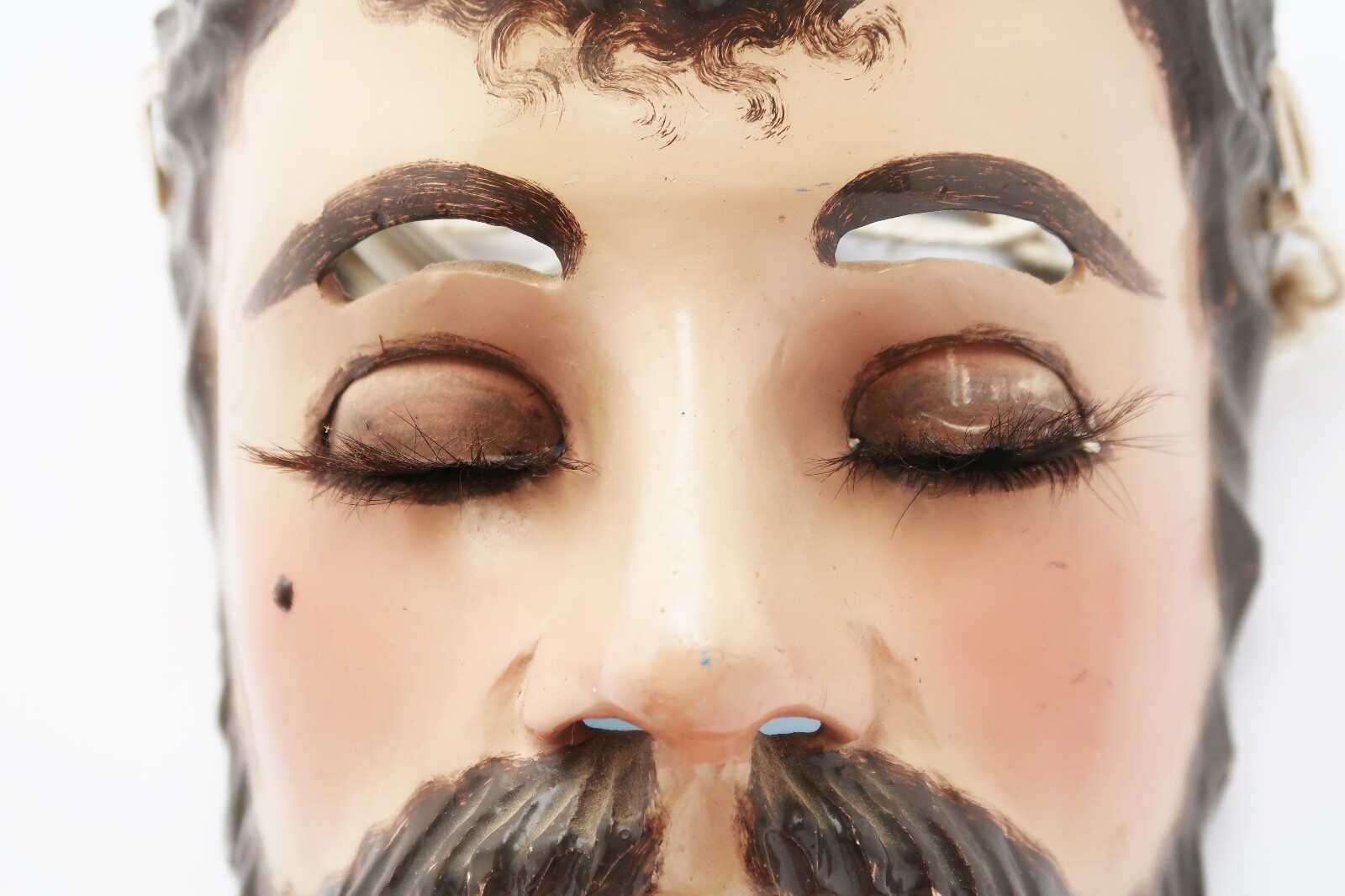 Mexican Folk Art Catrine Dandy Mask w/ Glass Eyes Moving Eyelids Gold ...