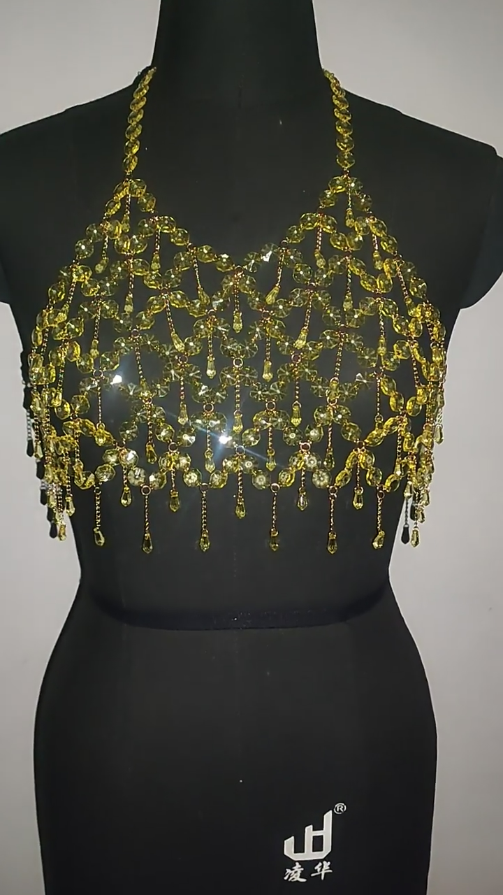Womens Crystal Bralette Top Festival Rave Party Womens Metal Chain Body ...