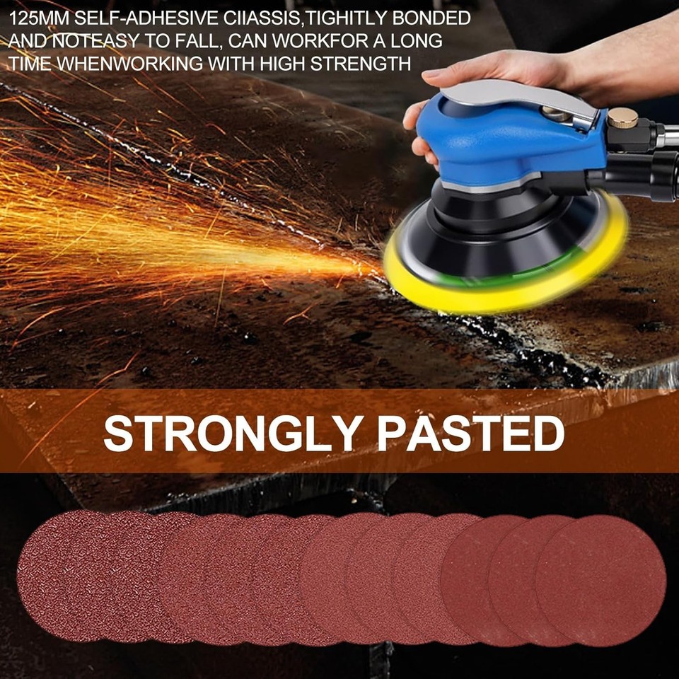 5 Inch Air Random Orbital Sander for Auto Body Work, Pneumatic Palm ...