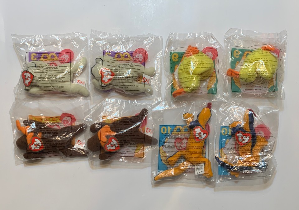 1996 McDonalds Beanie Babies lot 3, 4, 9, 10 Chops/Chocolate/Quacks ...