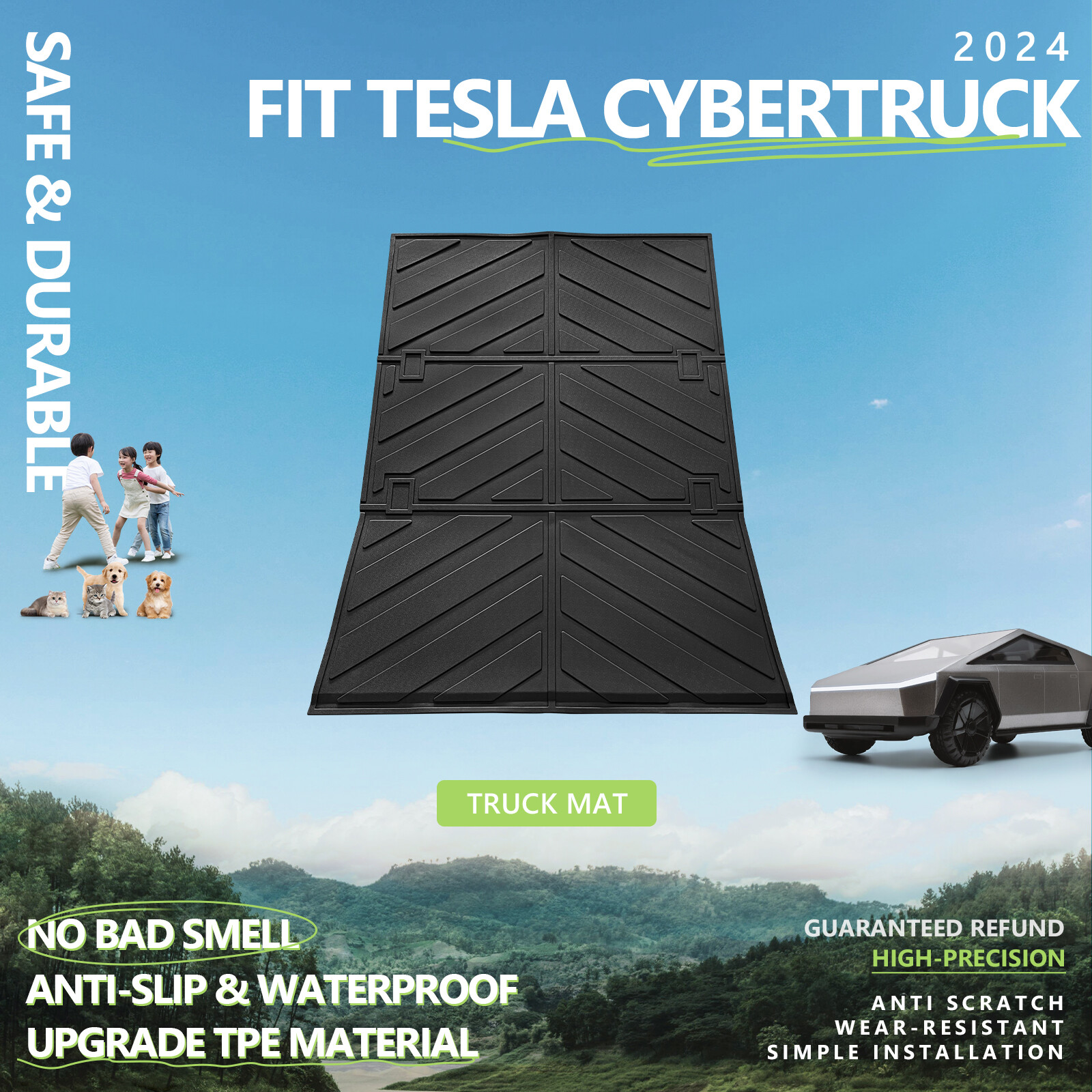 For 2024 Tesla Cybertruck Truck Bed Liner Truck Bed Protector Cargo Mat ...