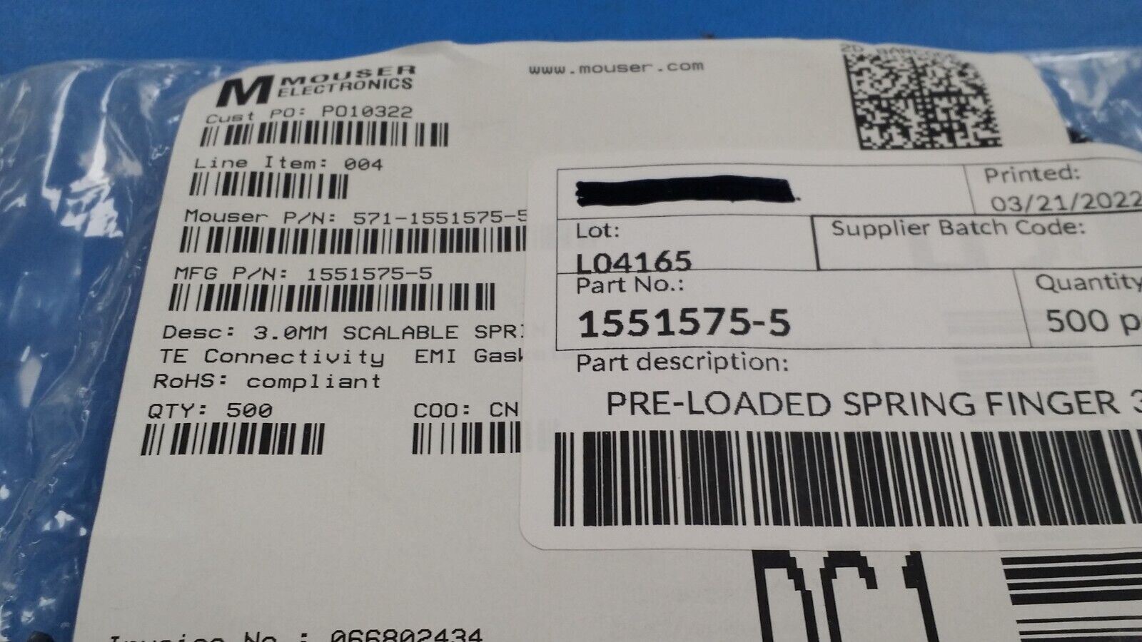 (10 PCS) 1551575-5 PRE-LOADED SPRING FINGER 3M ROHS | eBay