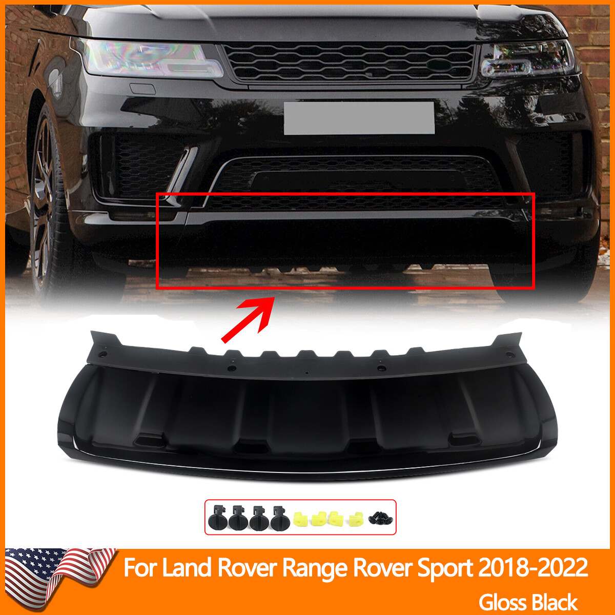 For 2018-2022 Range Rover Sport Black Front Bumper Lower Protector ...
