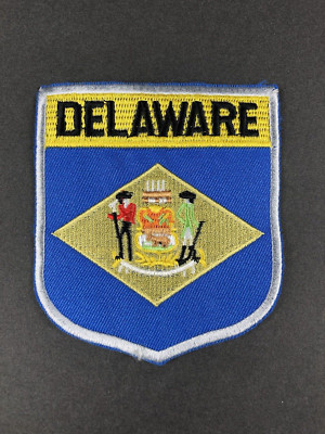 DELAWARE STATE SHIELD FLAG EMBROIDERED PATCH NEW 3.5