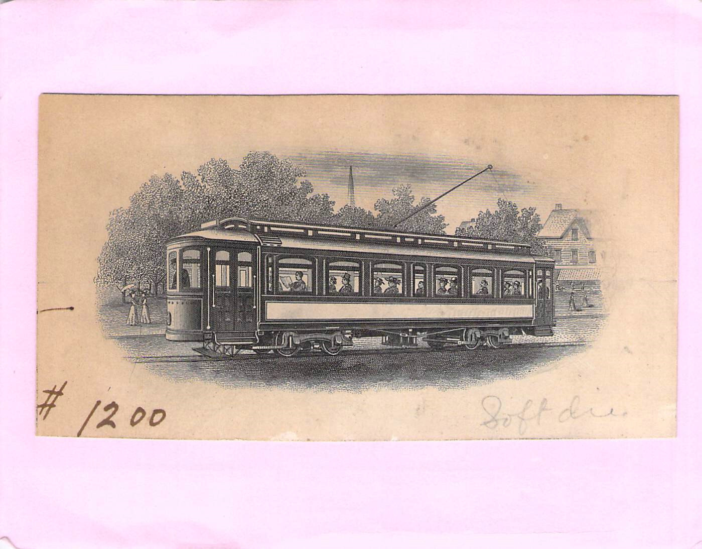 PARK STREET TROLLEY ELECTRIC RAILROAD RR RAILWAY PRINTERS PROOF 2 1/4 ...